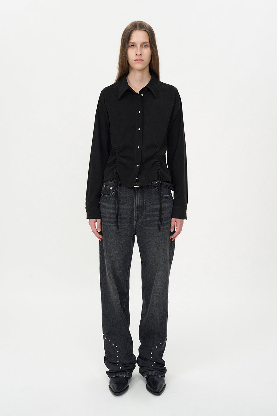 Curving Stud Denim BLACK – FAVENUE